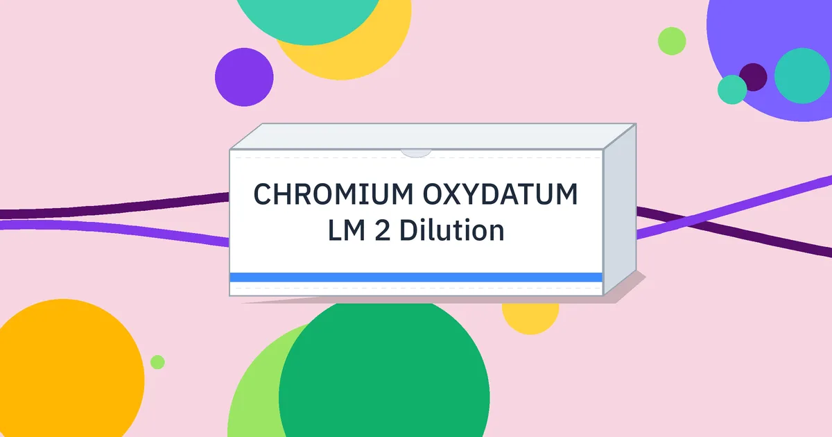 Symbolbild: Packung mit der Aufschrift CHROMIUM OXYDATUM LM 2 Dilution (PZN 13445376) – Verfügbarkeit und Bezug in Apotheken in Frankfurt am Main