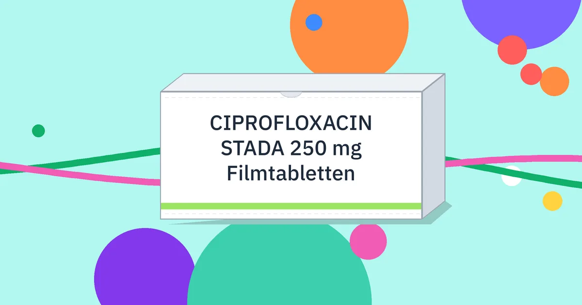 Symbolbild: Packung mit der Aufschrift CIPROFLOXACIN STADA 250 mg Filmtabletten (PZN 01592787) – Verfügbarkeit und Bezug in Apotheken in Frankfurt am Main