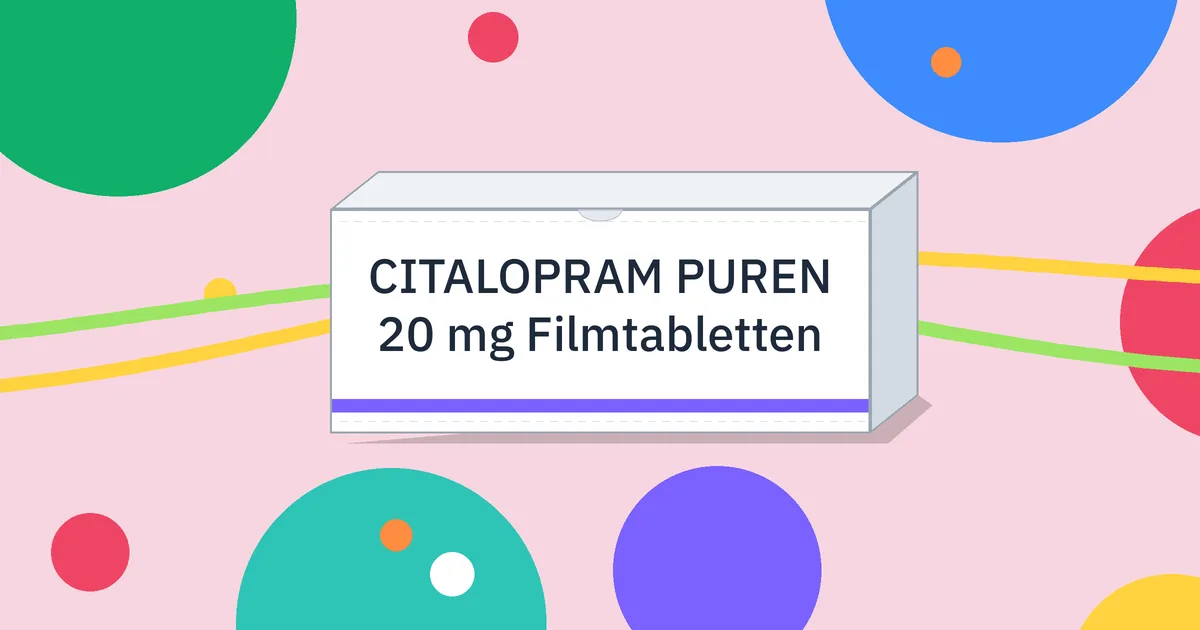 Symbolbild: Packung mit der Aufschrift CITALOPRAM PUREN 20 mg Filmtabletten (PZN 15616729) – Verfügbarkeit und Bezug in Apotheken in Frankfurt am Main