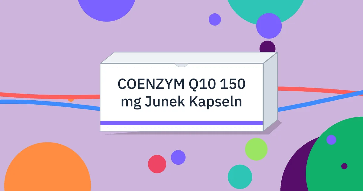 Symbolbild: Packung mit der Aufschrift COENZYM Q10 150 mg Junek Kapseln (PZN 09720109) – Verfügbarkeit und Bezug in Apotheken in Frankfurt am Main