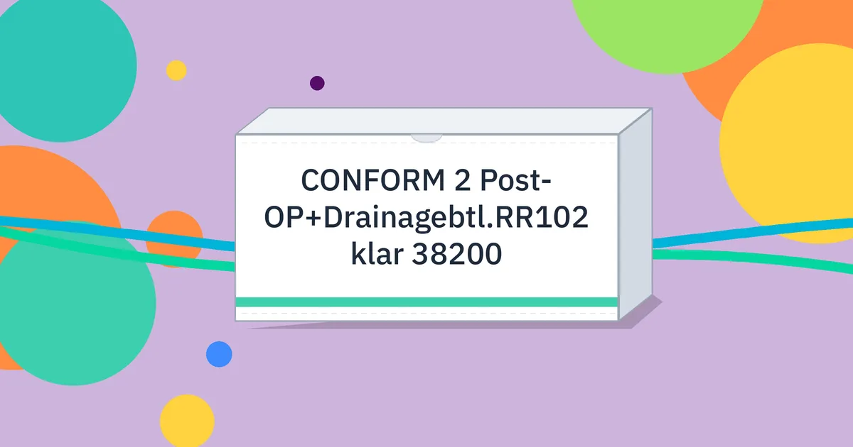 Symbolbild: Packung mit der Aufschrift CONFORM 2 Post-OP+Drainagebtl.RR102 klar 38200 (PZN 03061746) – Verfügbarkeit und Bezug in Apotheken in Frankfurt am Main