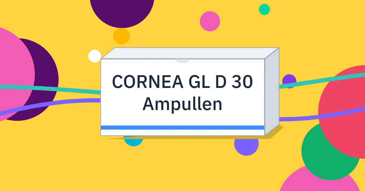 Symbolbild: Packung mit der Aufschrift CORNEA GL D 30 Ampullen (PZN 02914661) – Verfügbarkeit und Bezug in Apotheken in Frankfurt am Main