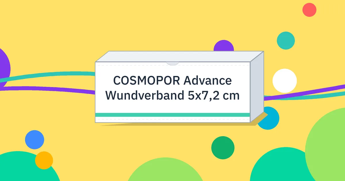 Symbolbild: Packung mit der Aufschrift COSMOPOR Advance Wundverband 5x7,2 cm (PZN 18715314) – Verfügbarkeit und Bezug in Apotheken in Frankfurt am Main