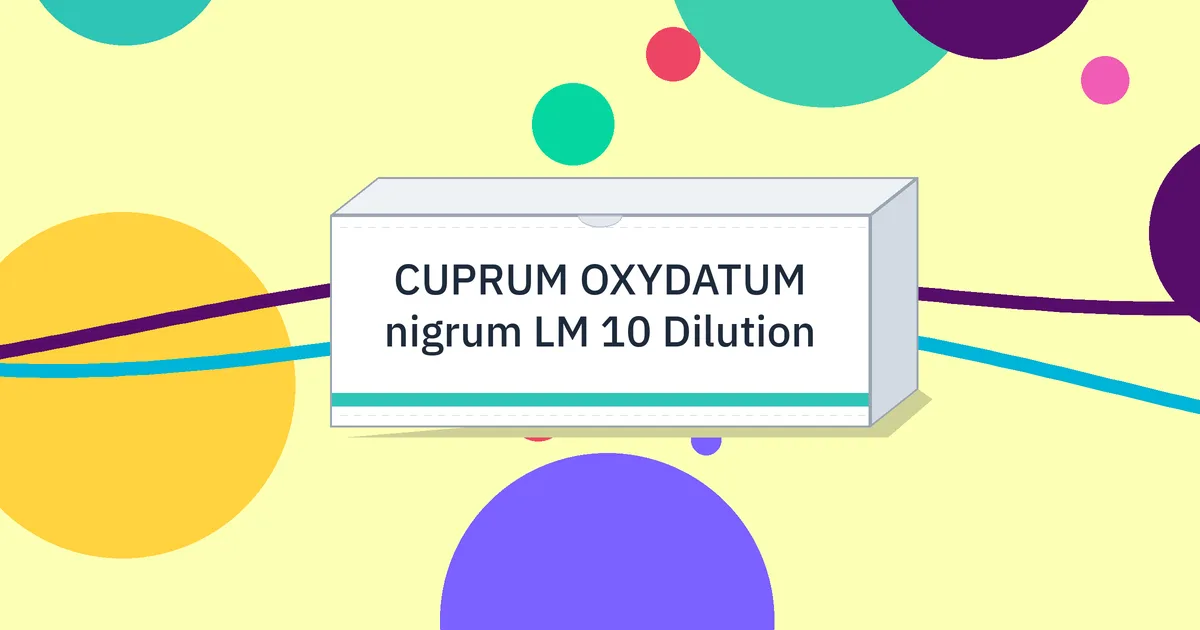 Symbolbild: Packung mit der Aufschrift CUPRUM OXYDATUM nigrum LM 10 Dilution (PZN 13458634) – Verfügbarkeit und Bezug in Apotheken in Frankfurt am Main