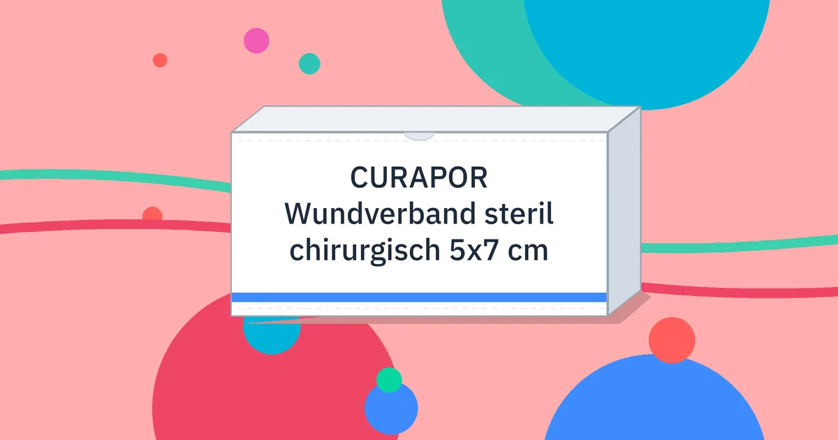 Symbolbild: Packung mit der Aufschrift CURAPOR Wundverband steril chirurgisch 5x7 cm (PZN 19116998) – Verfügbarkeit und Bezug in Apotheken in Frankfurt am Main