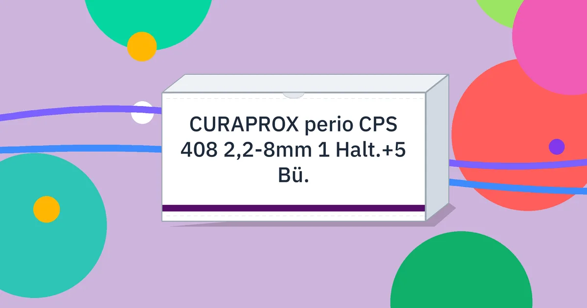 Symbolbild: Packung mit der Aufschrift CURAPROX perio CPS 408 2,2-8mm 1 Halt.+5 Bü. (PZN 11728963) – Verfügbarkeit und Bezug in Apotheken in Frankfurt am Main