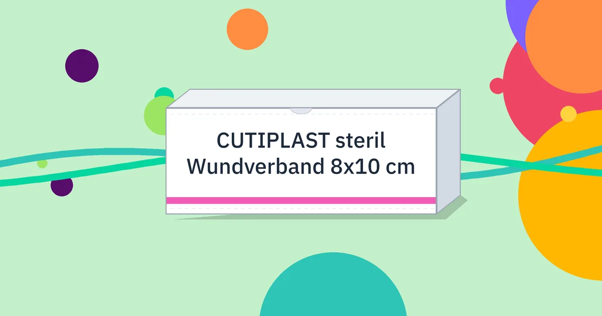 Symbolbild: Packung mit der Aufschrift CUTIPLAST steril Wundverband 8x10 cm (PZN 16662772) – Verfügbarkeit und Bezug in Apotheken in Frankfurt am Main