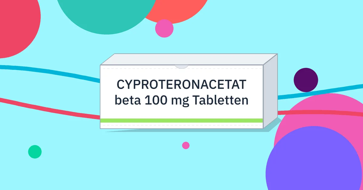 Symbolbild: Packung mit der Aufschrift CYPROTERONACETAT beta 100 mg Tabletten (PZN 06715823) – Verfügbarkeit und Bezug in Apotheken in Frankfurt am Main
