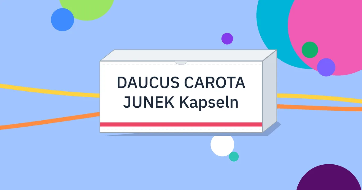 Symbolbild: Packung mit der Aufschrift DAUCUS CAROTA JUNEK Kapseln (PZN 10337255) – Verfügbarkeit und Bezug in Apotheken in Frankfurt am Main