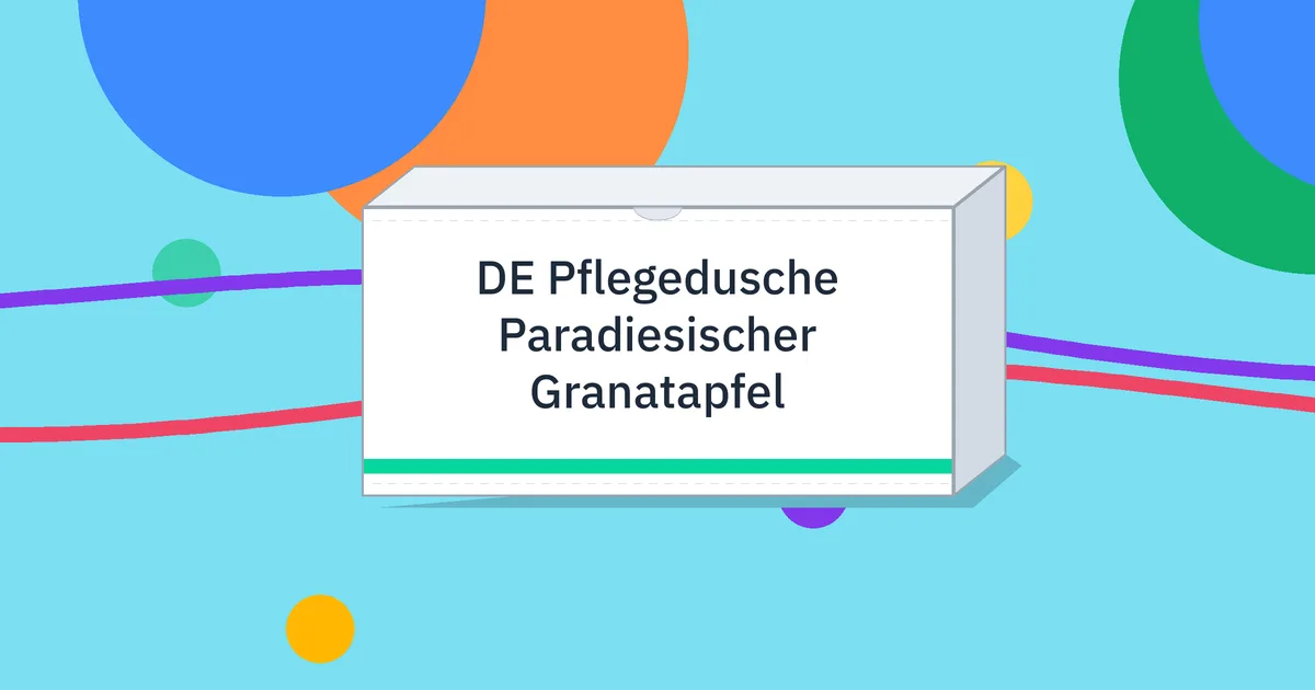 Symbolbild: Packung mit der Aufschrift DE Pflegedusche Paradiesischer Granatapfel (PZN 16633115) – Verfügbarkeit und Bezug in Apotheken in Frankfurt am Main
