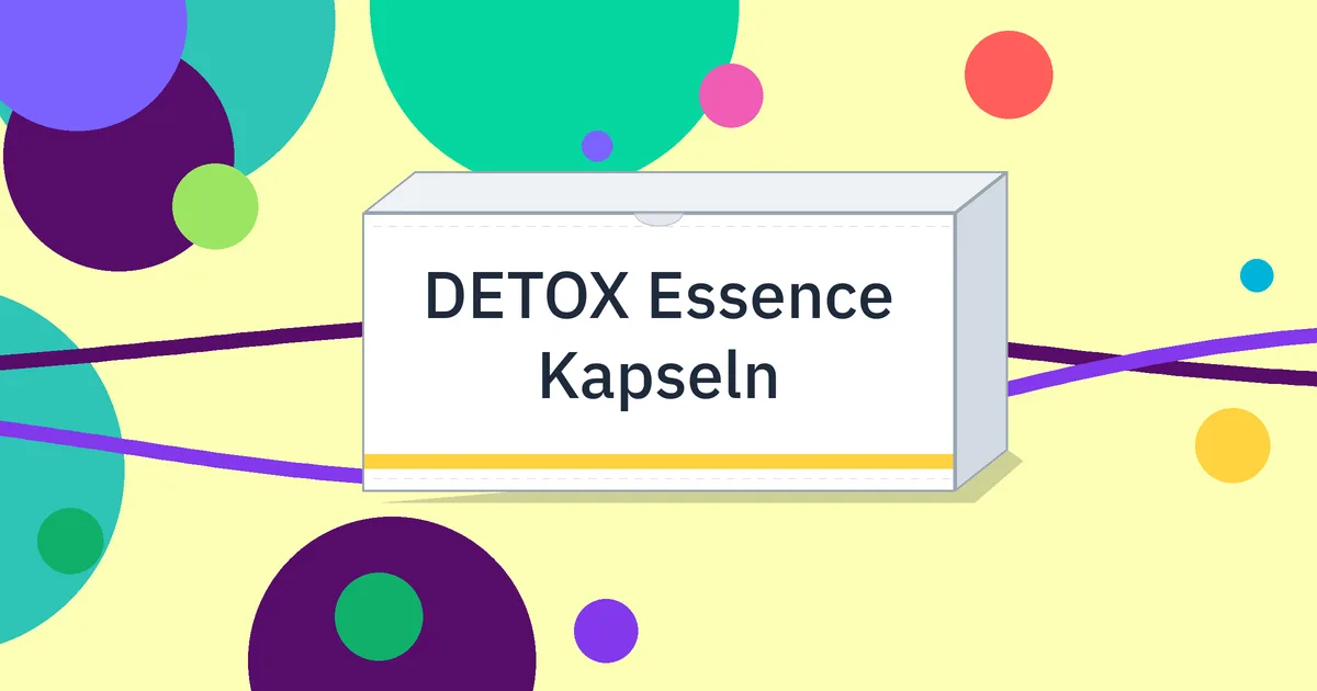Symbolbild: Packung mit der Aufschrift DETOX Essence Kapseln (PZN 20279524) – Verfügbarkeit und Bezug in Apotheken in Frankfurt am Main