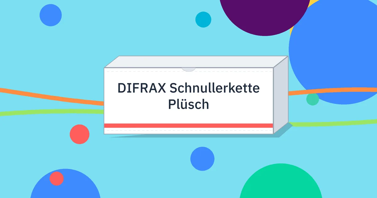 Symbolbild: Packung mit der Aufschrift DIFRAX Schnullerkette Plüsch (PZN 15734216) – Verfügbarkeit und Bezug in Apotheken in Frankfurt am Main