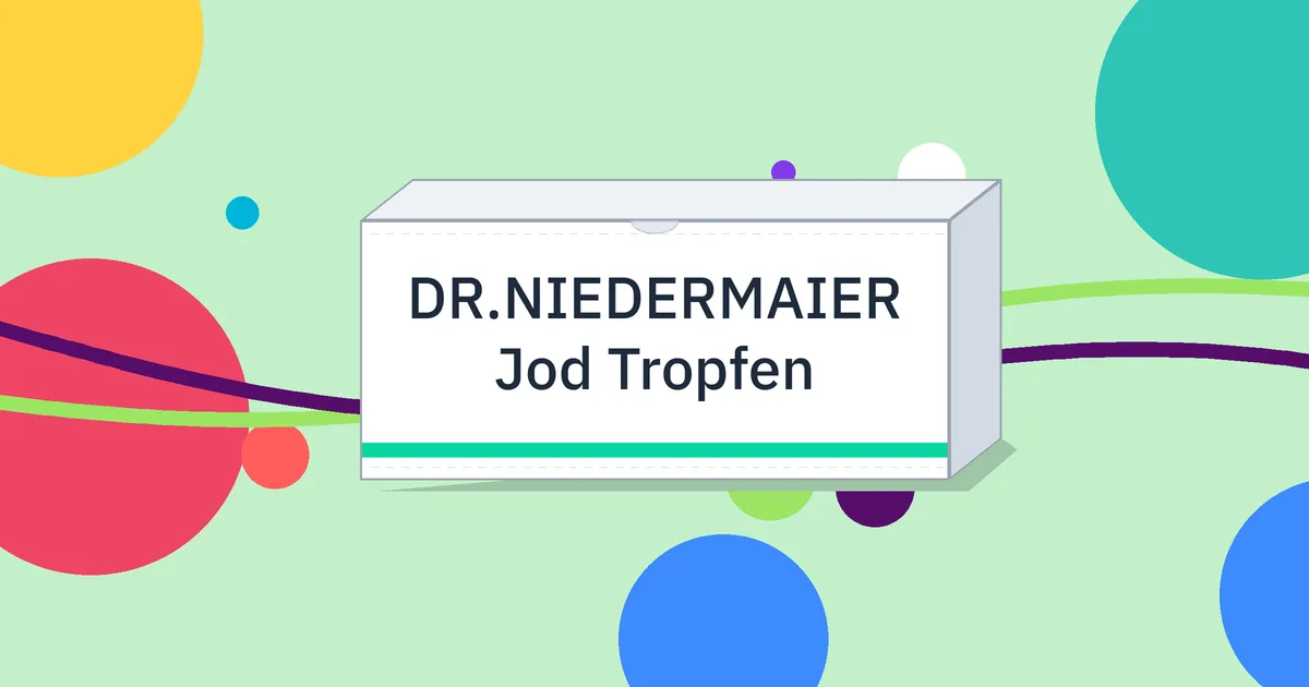 Symbolbild: Packung mit der Aufschrift DR.NIEDERMAIER Jod Tropfen (PZN 19638722) – Verfügbarkeit und Bezug in Apotheken in Frankfurt am Main