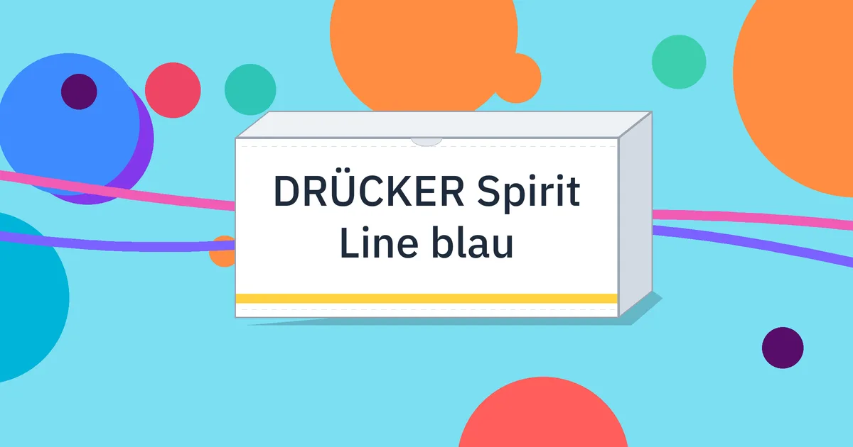 Symbolbild: Packung mit der Aufschrift DRÜCKER Spirit Line blau (PZN 01516556) – Verfügbarkeit und Bezug in Apotheken in Frankfurt am Main