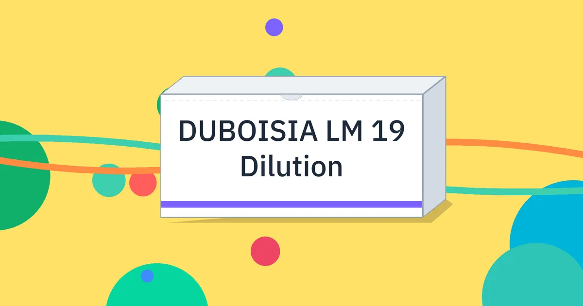 Symbolbild: Packung mit der Aufschrift DUBOISIA LM 19 Dilution (PZN 13467082) – Verfügbarkeit und Bezug in Apotheken in Frankfurt am Main