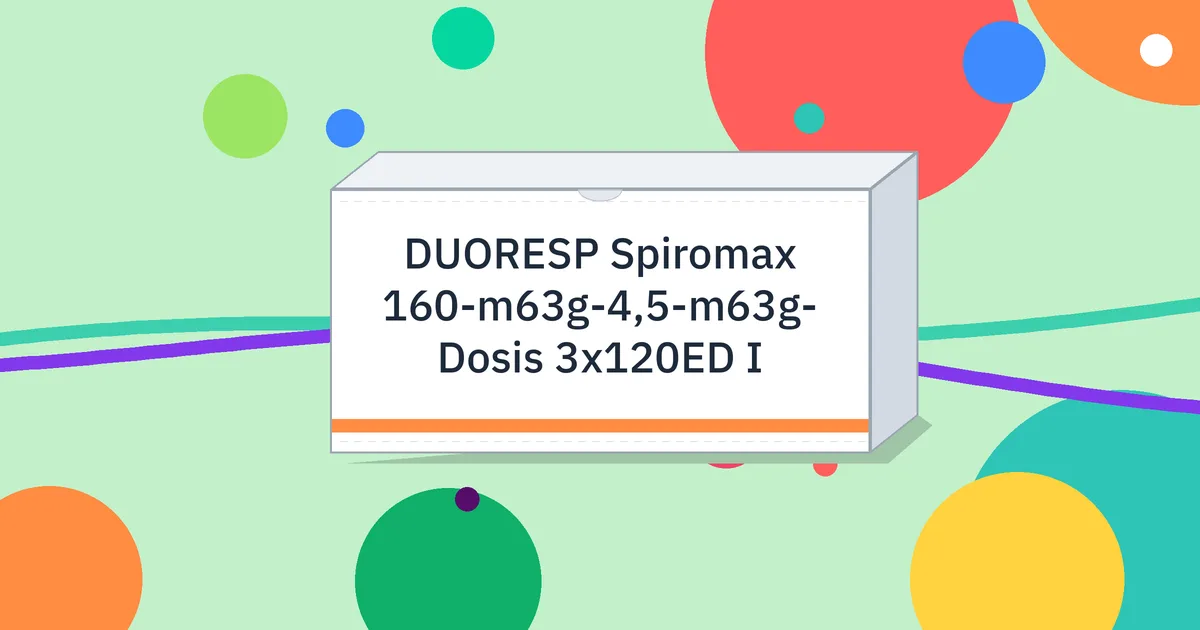 Symbolbild: Packung mit der Aufschrift DUORESP Spiromax 160-m63g-4,5-m63g-Dosis 3x120ED I (PZN 15561566) – Verfügbarkeit und Bezug in Apotheken in Frankfurt am Main