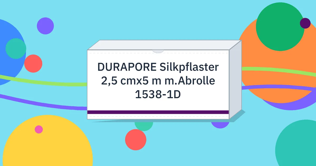 Symbolbild: Packung mit der Aufschrift DURAPORE Silkpflaster 2,5 cmx5 m m.Abrolle 1538-1D (PZN 02523015) – Verfügbarkeit und Bezug in Apotheken in Frankfurt am Main