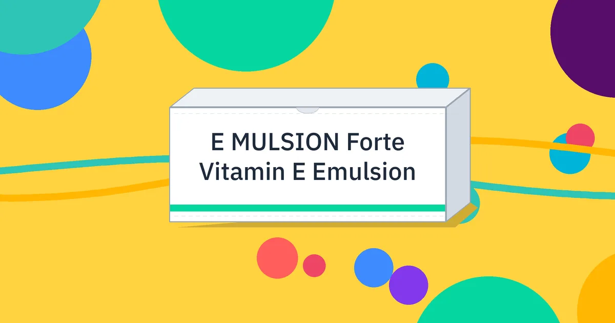 Symbolbild: Packung mit der Aufschrift E MULSION Forte Vitamin E Emulsion (PZN 16954635) – Verfügbarkeit und Bezug in Apotheken in Frankfurt am Main