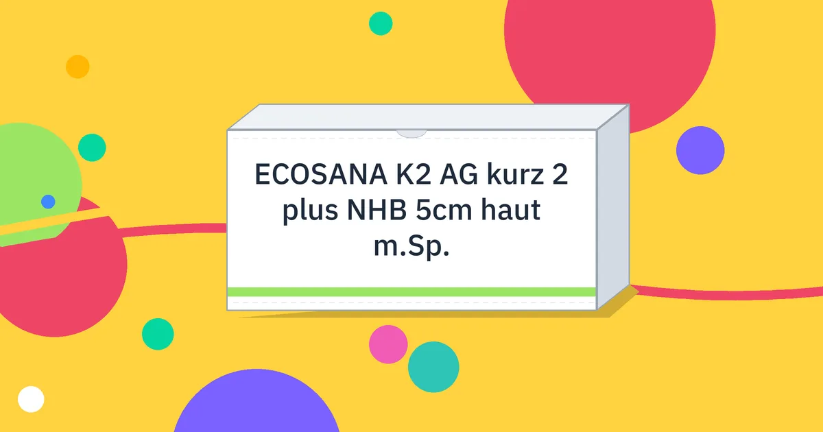 Symbolbild: Packung mit der Aufschrift ECOSANA K2 AG kurz 2 plus NHB 5cm haut m.Sp. (PZN 01402864) – Verfügbarkeit und Bezug in Apotheken in Frankfurt am Main