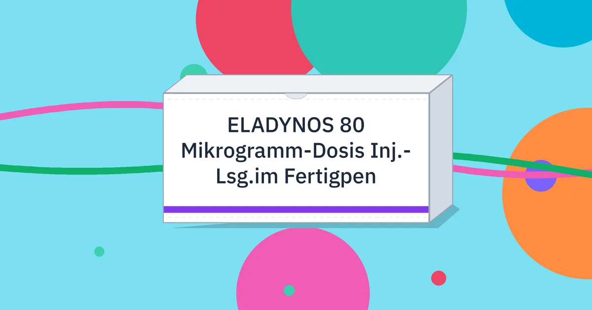 Symbolbild: Packung mit der Aufschrift ELADYNOS 80 Mikrogramm-Dosis Inj.-Lsg.im Fertigpen (PZN 19991358) – Verfügbarkeit und Bezug in Apotheken in Frankfurt am Main