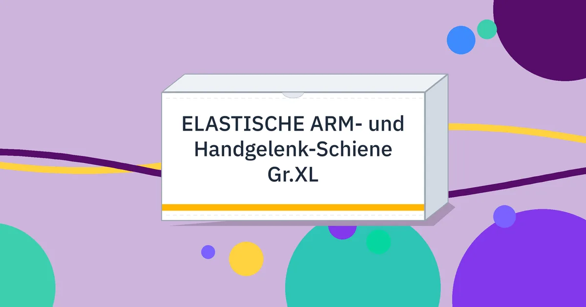 Symbolbild: Packung mit der Aufschrift ELASTISCHE ARM- und Handgelenk-Schiene Gr.XL (PZN 06989503) – Verfügbarkeit und Bezug in Apotheken in Frankfurt am Main