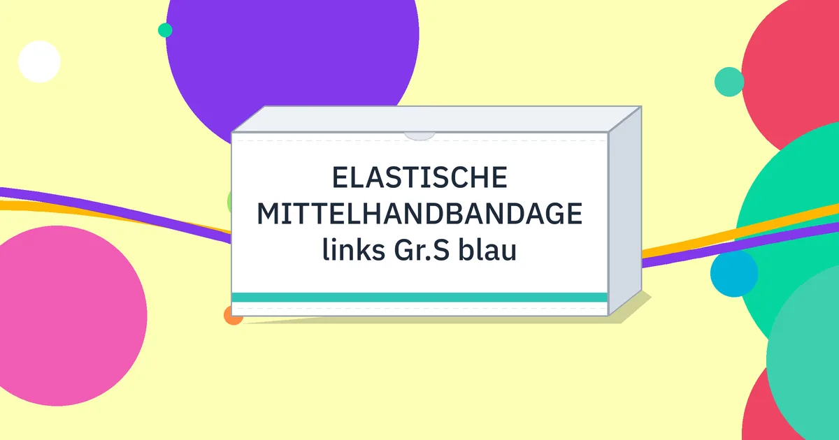 Symbolbild: Packung mit der Aufschrift ELASTISCHE MITTELHANDBANDAGE links Gr.S blau (PZN 03315738) – Verfügbarkeit und Bezug in Apotheken in Frankfurt am Main