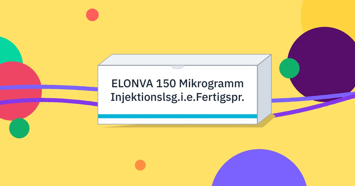 Symbolbild: Packung mit der Aufschrift ELONVA 150 Mikrogramm Injektionslsg.i.e.Fertigspr. (PZN 13345947) – Verfügbarkeit und Bezug in Apotheken in Frankfurt am Main