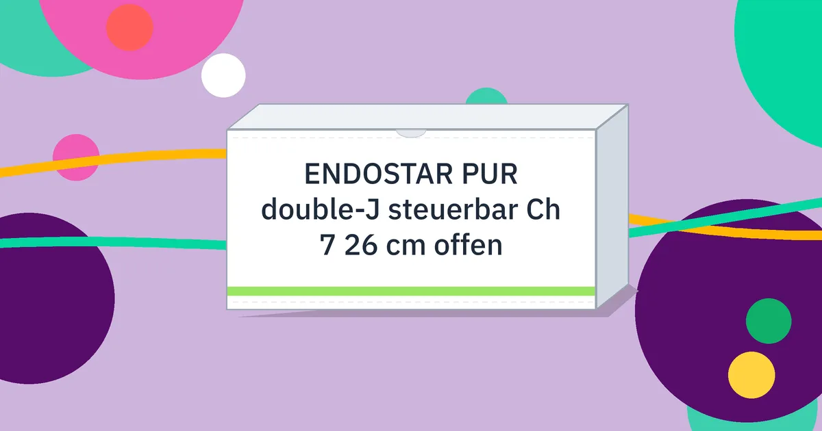 Symbolbild: Packung mit der Aufschrift ENDOSTAR PUR double-J steuerbar Ch 7 26 cm offen (PZN 00438050) – Verfügbarkeit und Bezug in Apotheken in Frankfurt am Main