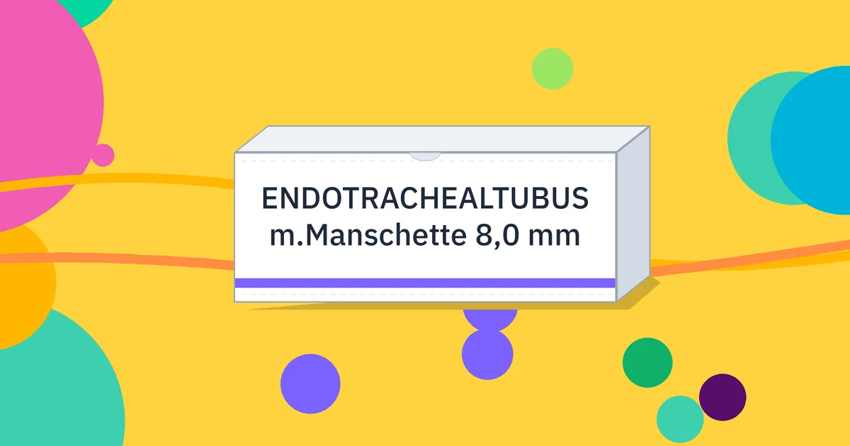 Symbolbild: Packung mit der Aufschrift ENDOTRACHEALTUBUS m.Manschette 8,0 mm (PZN 08887267) – Verfügbarkeit und Bezug in Apotheken in Frankfurt am Main