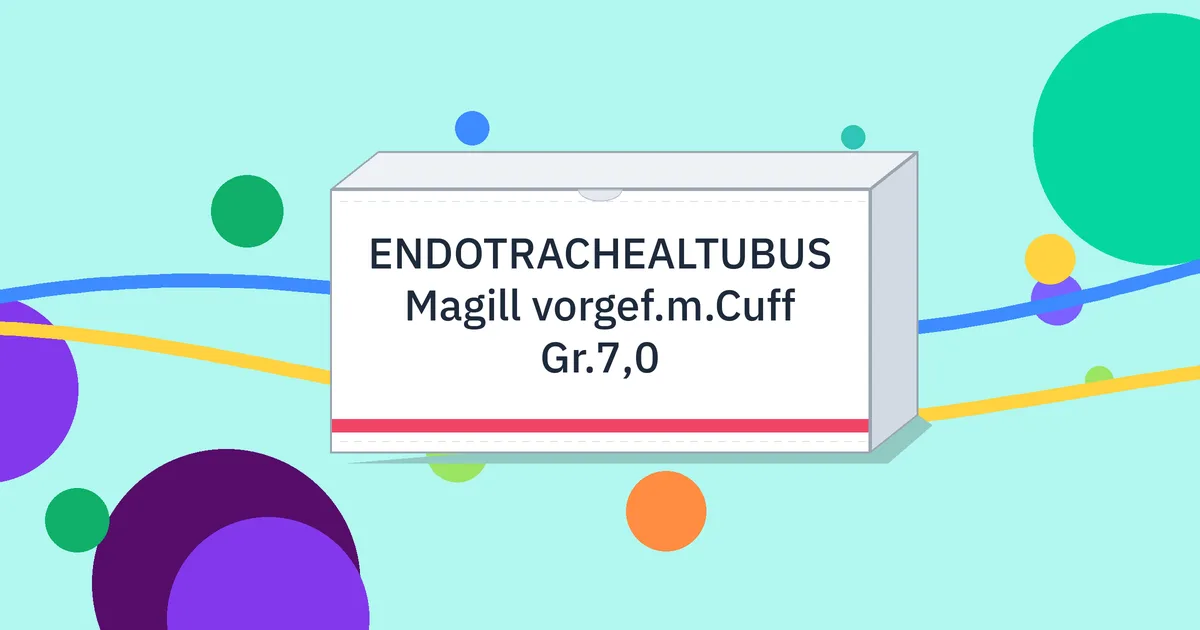 Symbolbild: Packung mit der Aufschrift ENDOTRACHEALTUBUS Magill vorgef.m.Cuff Gr.7,0 (PZN 00141278) – Verfügbarkeit und Bezug in Apotheken in Frankfurt am Main