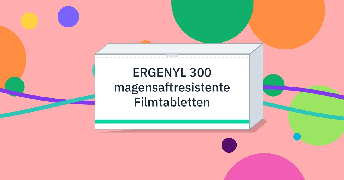 Symbolbild: Packung mit der Aufschrift ERGENYL 300 magensaftresistente Filmtabletten (PZN 02516788) – Verfügbarkeit und Bezug in Apotheken in Frankfurt am Main