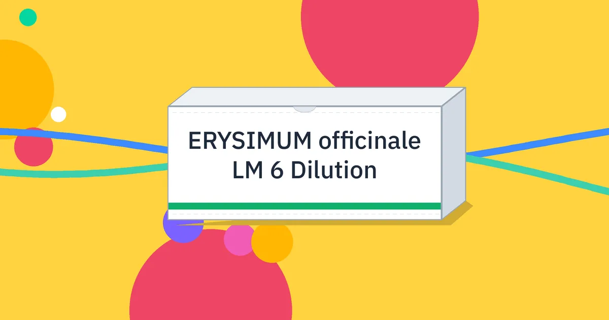 Symbolbild: Packung mit der Aufschrift ERYSIMUM officinale LM 6 Dilution (PZN 13479412) – Verfügbarkeit und Bezug in Apotheken in Frankfurt am Main