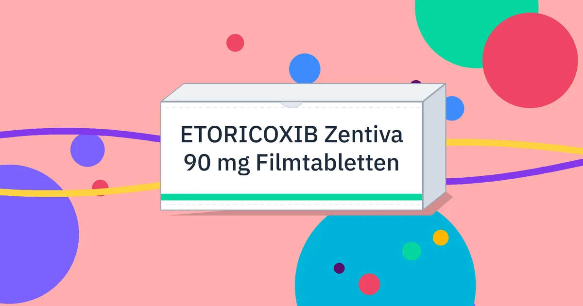 Symbolbild: Packung mit der Aufschrift ETORICOXIB Zentiva 90 mg Filmtabletten (PZN 12585603) – Verfügbarkeit und Bezug in Apotheken in Frankfurt am Main