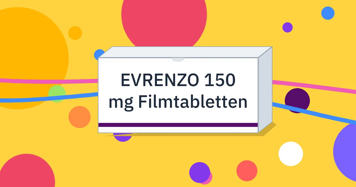 Symbolbild: Packung mit der Aufschrift EVRENZO 150 mg Filmtabletten (PZN 19790571) – Verfügbarkeit und Bezug in Apotheken in Frankfurt am Main