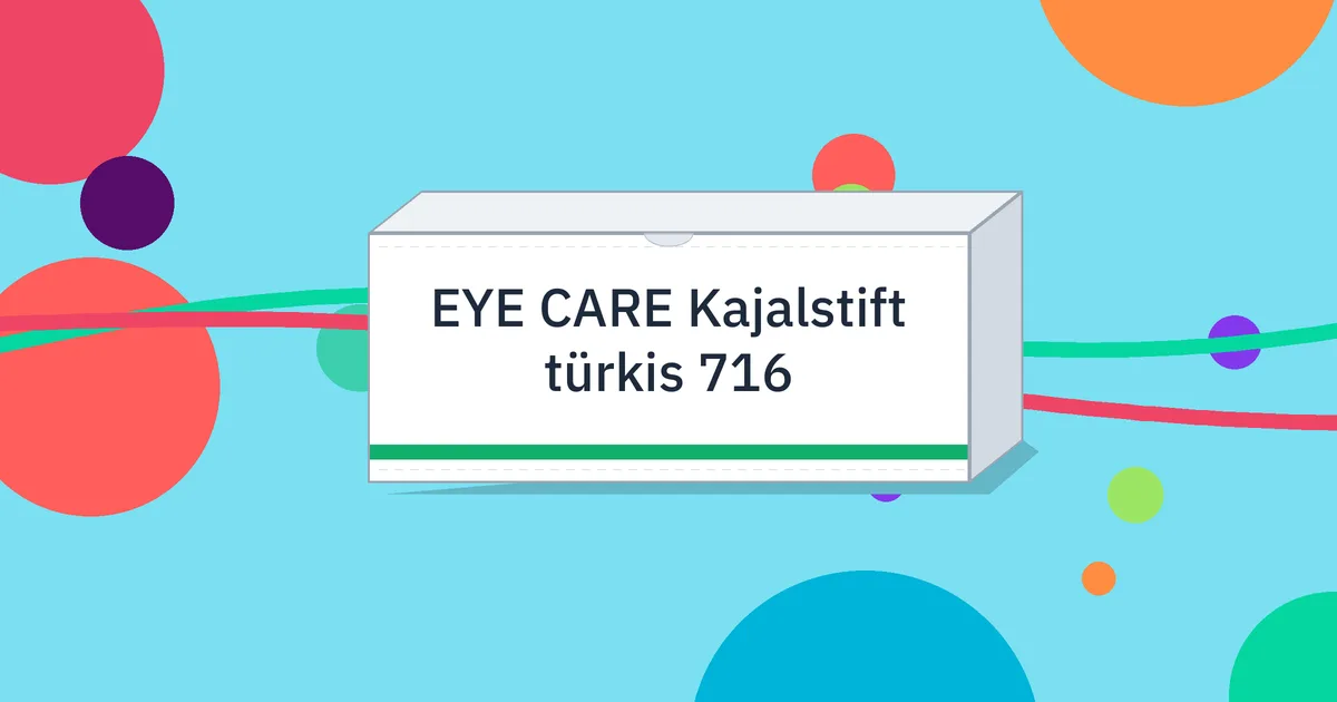 Symbolbild: Packung mit der Aufschrift EYE CARE Kajalstift türkis 716 (PZN 01438684) – Verfügbarkeit und Bezug in Apotheken in Frankfurt am Main