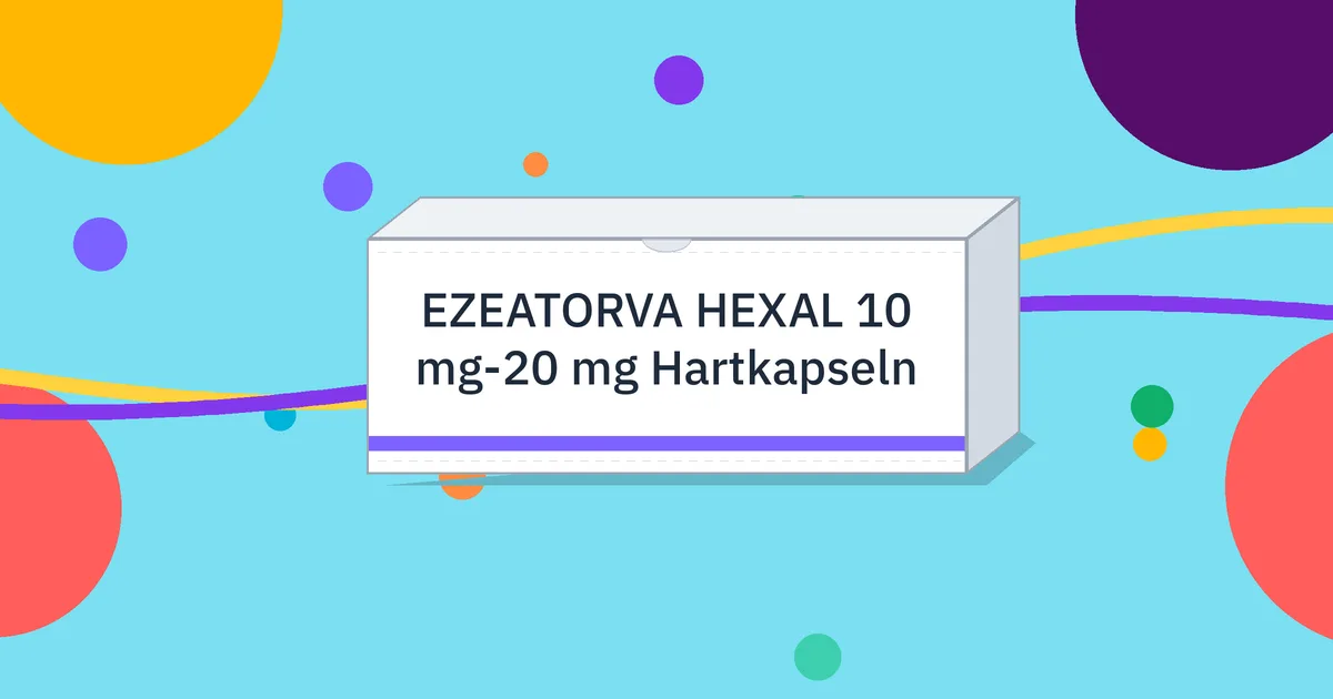 Symbolbild: Packung mit der Aufschrift EZEATORVA HEXAL 10 mg-20 mg Hartkapseln (PZN 16891171) – Verfügbarkeit und Bezug in Apotheken in Frankfurt am Main
