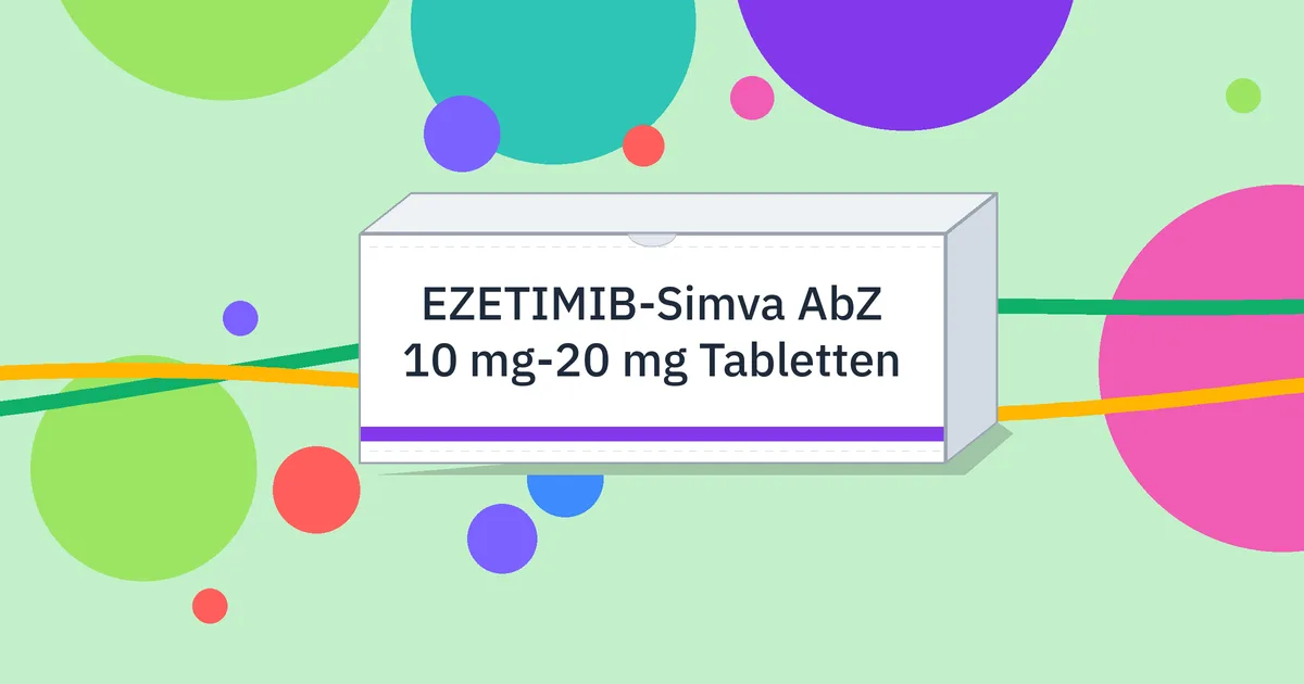 Symbolbild: Packung mit der Aufschrift EZETIMIB-Simva AbZ 10 mg-20 mg Tabletten (PZN 13863139) – Verfügbarkeit und Bezug in Apotheken in Frankfurt am Main