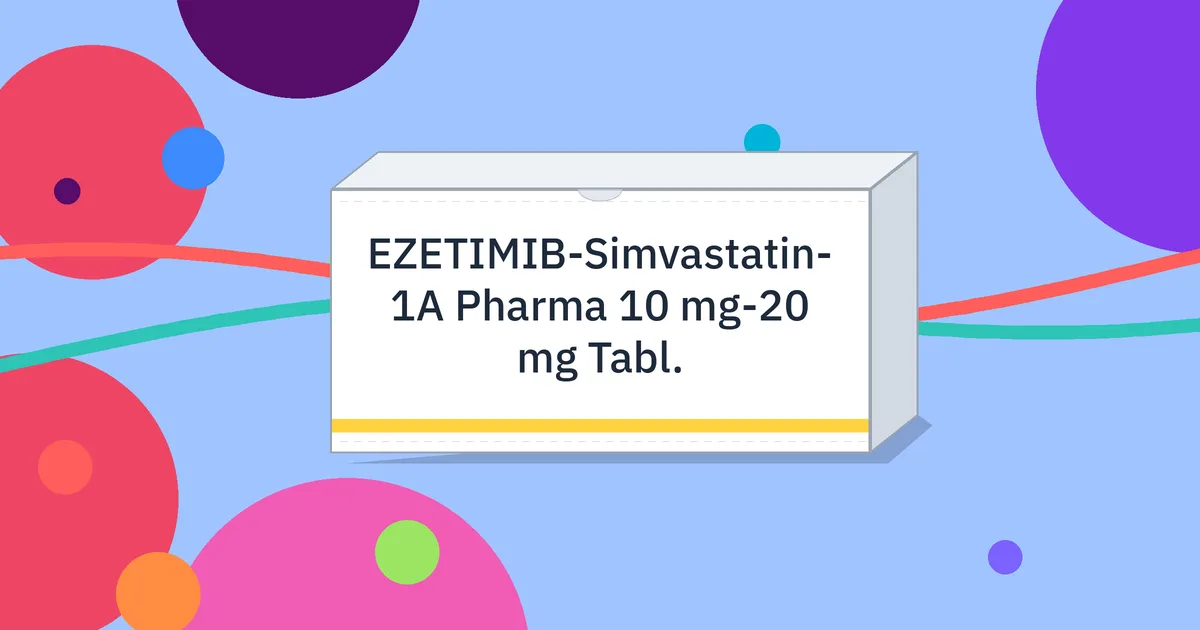 Symbolbild: Packung mit der Aufschrift EZETIMIB-Simvastatin-1A Pharma 10 mg-20 mg Tabl. (PZN 13592077) – Verfügbarkeit und Bezug in Apotheken in Frankfurt am Main