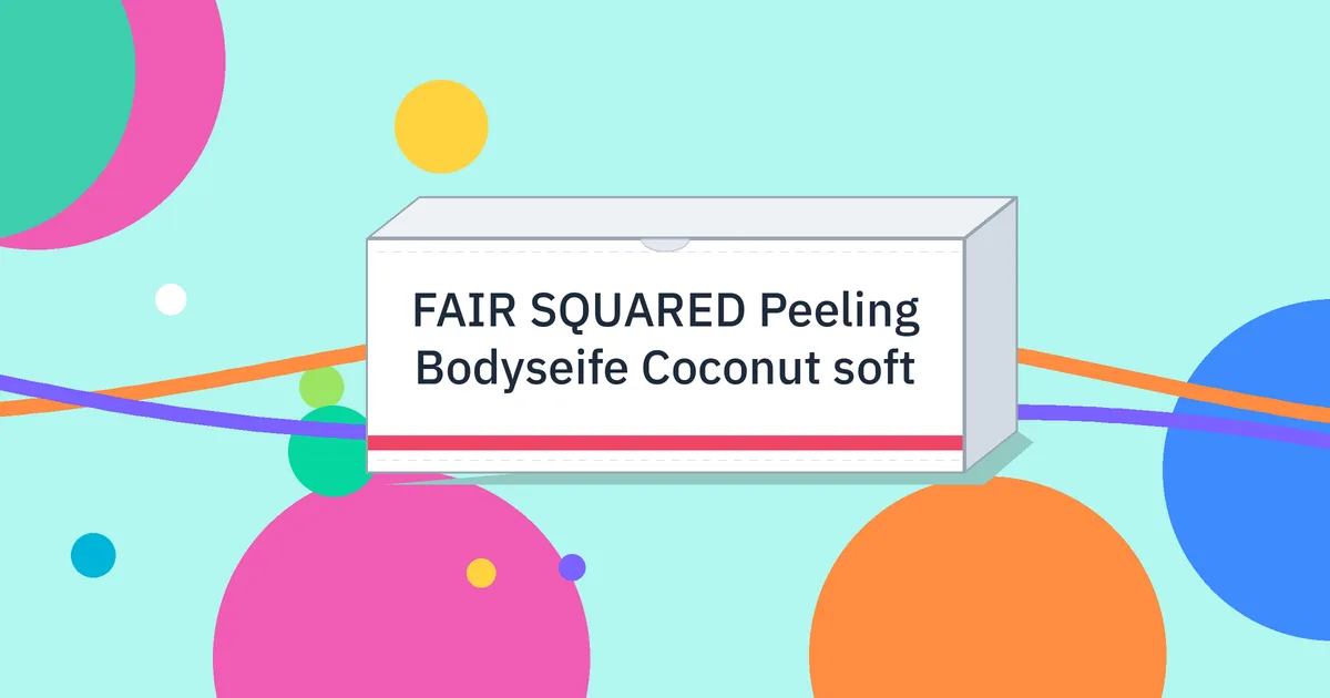 Symbolbild: Packung mit der Aufschrift FAIR SQUARED Peeling Bodyseife Coconut soft (PZN 16162992) – Verfügbarkeit und Bezug in Apotheken in Frankfurt am Main