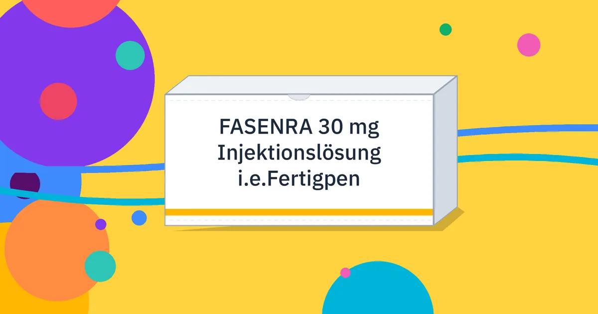 Symbolbild: Packung mit der Aufschrift FASENRA 30 mg Injektionslösung i.e.Fertigpen (PZN 19150038) – Verfügbarkeit und Bezug in Apotheken in Frankfurt am Main