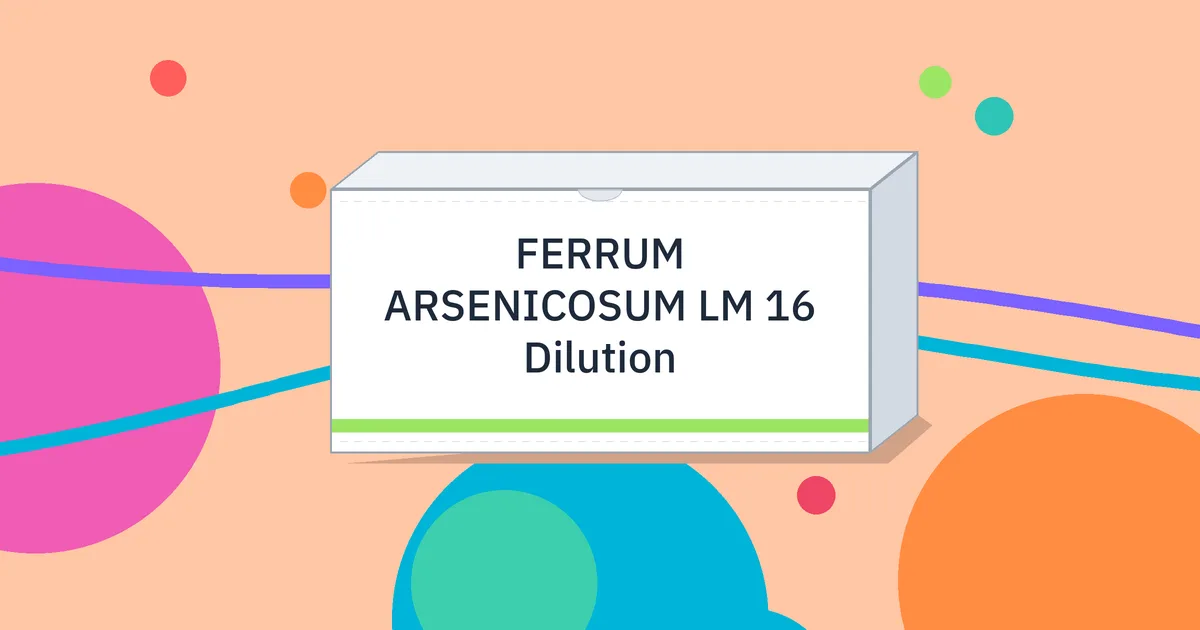 Symbolbild: Packung mit der Aufschrift FERRUM ARSENICOSUM LM 16 Dilution (PZN 12847581) – Verfügbarkeit und Bezug in Apotheken in Frankfurt am Main