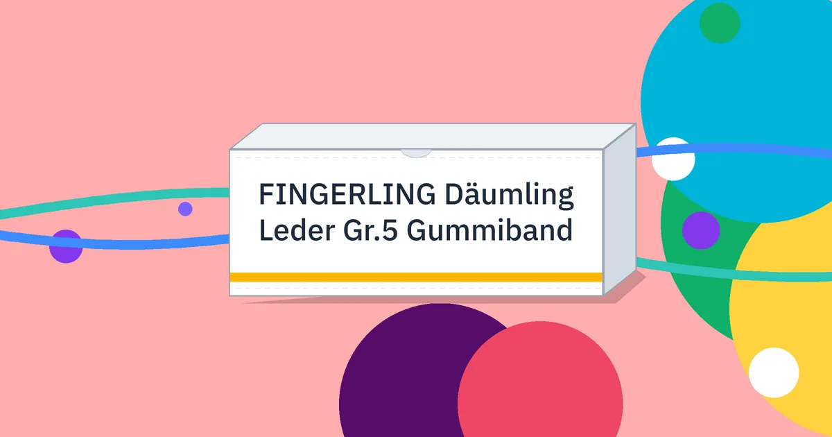 Symbolbild: Packung mit der Aufschrift FINGERLING Däumling Leder Gr.5 Gummiband (PZN 01962362) – Verfügbarkeit und Bezug in Apotheken in Frankfurt am Main