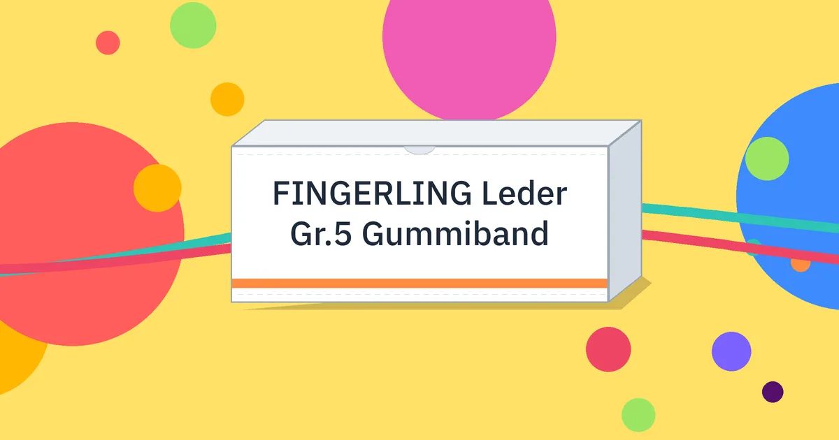 Symbolbild: Packung mit der Aufschrift FINGERLING Leder Gr.5 Gummiband (PZN 01962250) – Verfügbarkeit und Bezug in Apotheken in Frankfurt am Main