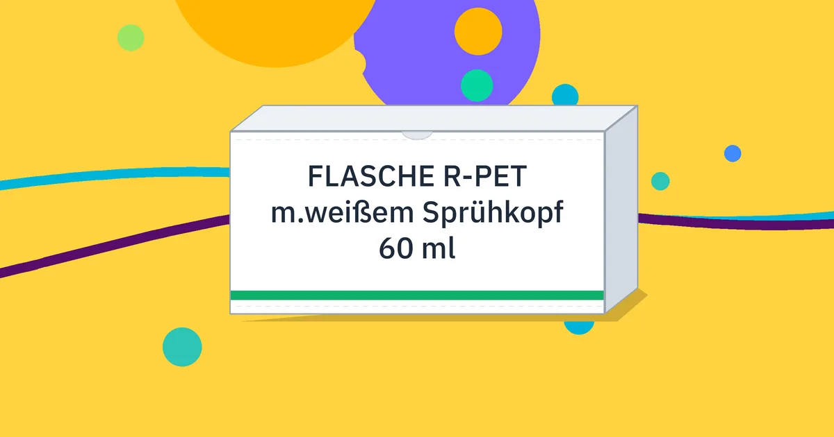 Symbolbild: Packung mit der Aufschrift FLASCHE R-PET m.weißem Sprühkopf 60 ml (PZN 16662246) – Verfügbarkeit und Bezug in Apotheken in Frankfurt am Main