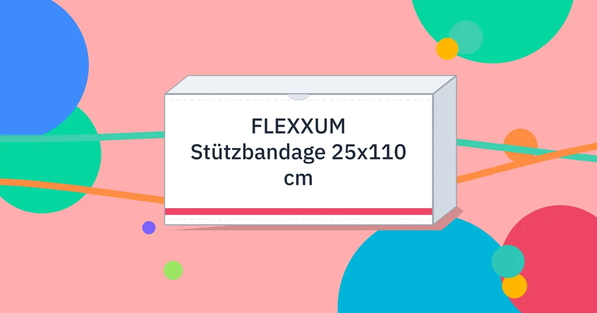 Symbolbild: Packung mit der Aufschrift FLEXXUM Stützbandage 25x110 cm (PZN 01317615) – Verfügbarkeit und Bezug in Apotheken in Frankfurt am Main