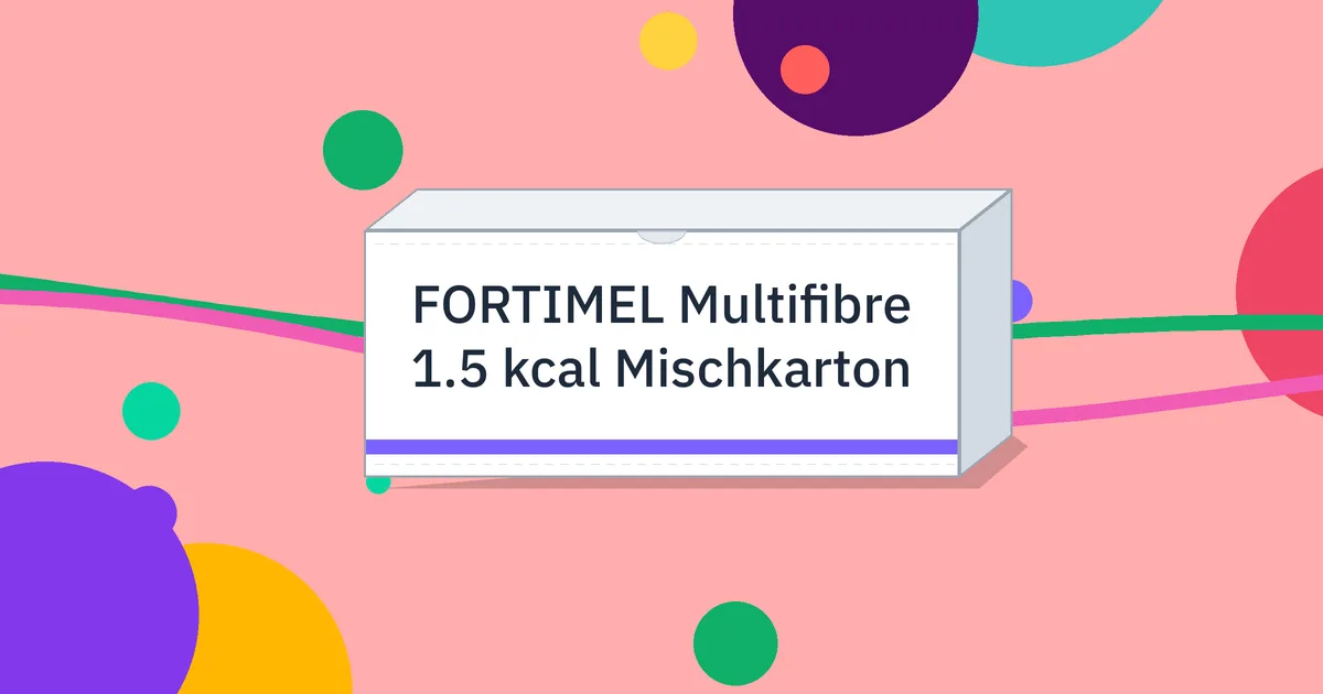 Symbolbild: Packung mit der Aufschrift FORTIMEL Multifibre 1.5 kcal Mischkarton (PZN 20388147) – Verfügbarkeit und Bezug in Apotheken in Frankfurt am Main