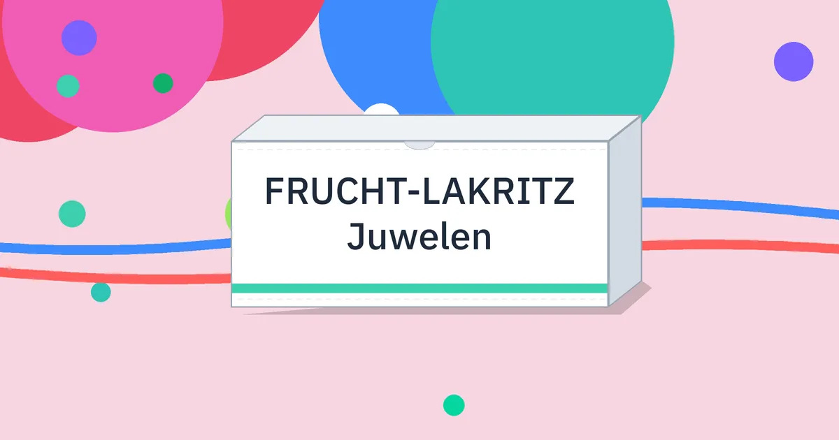 Symbolbild: Packung mit der Aufschrift FRUCHT-LAKRITZ Juwelen (PZN 20131164) – Verfügbarkeit und Bezug in Apotheken in Frankfurt am Main