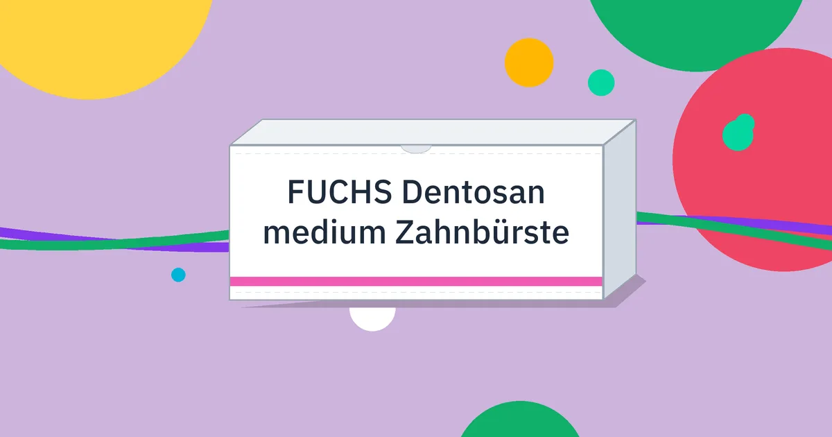 Symbolbild: Packung mit der Aufschrift FUCHS Dentosan medium Zahnbürste (PZN 00321454) – Verfügbarkeit und Bezug in Apotheken in Frankfurt am Main