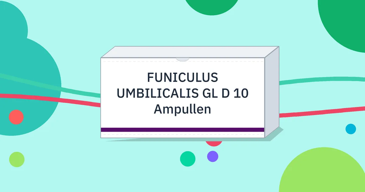 Symbolbild: Packung mit der Aufschrift FUNICULUS UMBILICALIS GL D 10 Ampullen (PZN 03357091) – Verfügbarkeit und Bezug in Apotheken in Frankfurt am Main