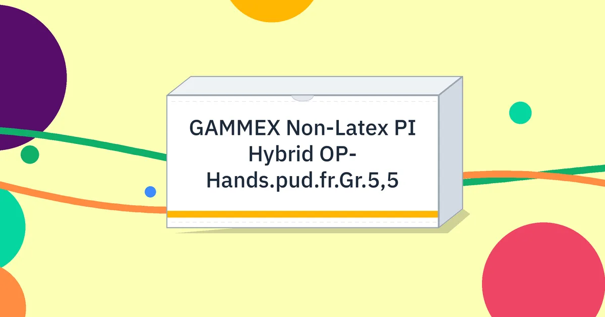 Symbolbild: Packung mit der Aufschrift GAMMEX Non-Latex PI Hybrid OP-Hands.pud.fr.Gr.5,5 (PZN 18337214) – Verfügbarkeit und Bezug in Apotheken in Frankfurt am Main
